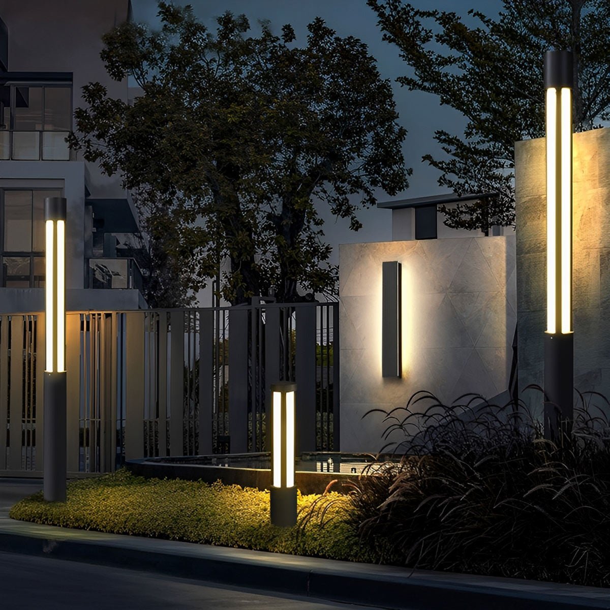 Cylinder LED Black Modern Outdoor Post Lights Waterproof Lawn Lamp Street Pole Lamp Path Lights ...