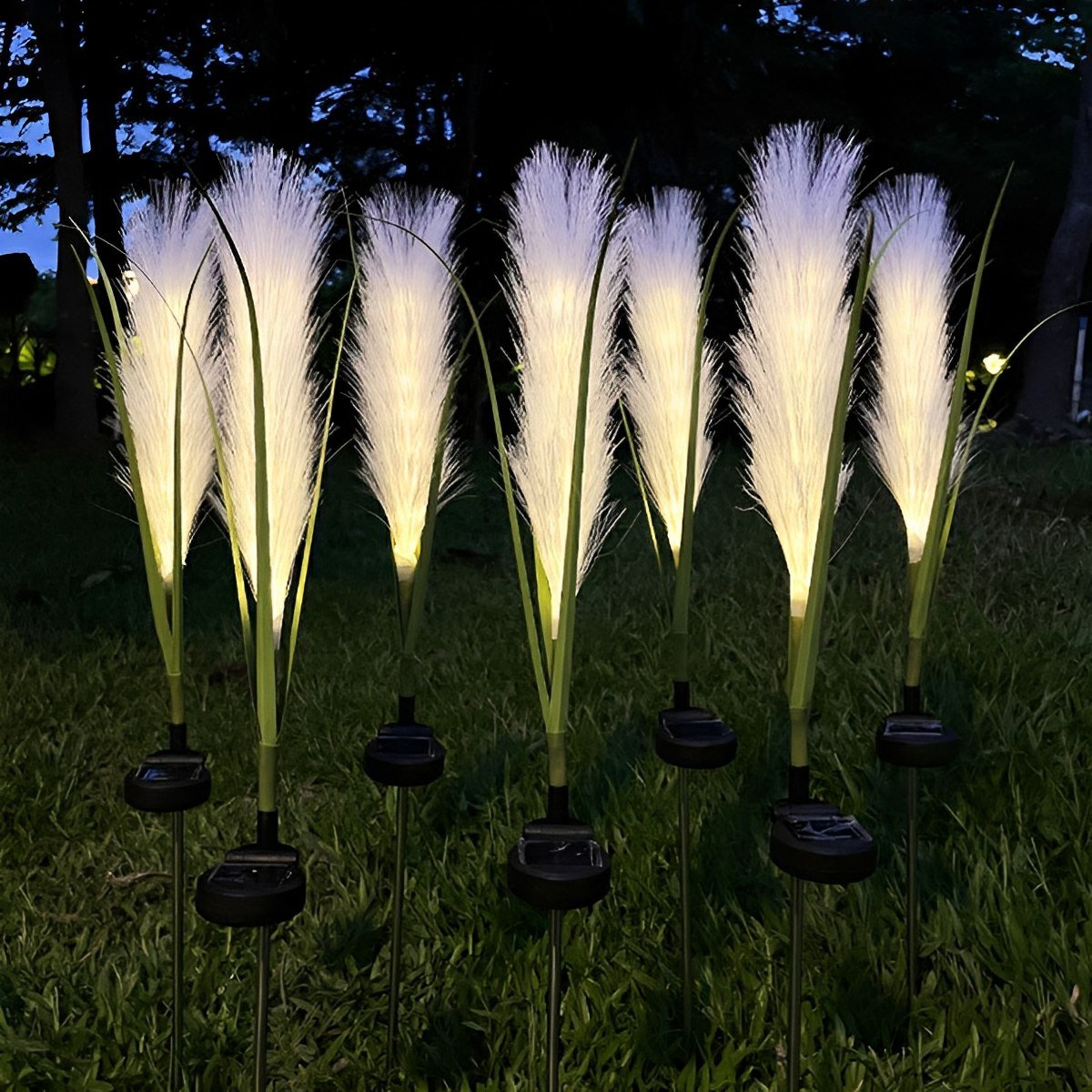 10pcs Solar Waterproof Simulated Outdoor Reed Fiber Optic Lawn Lights ...