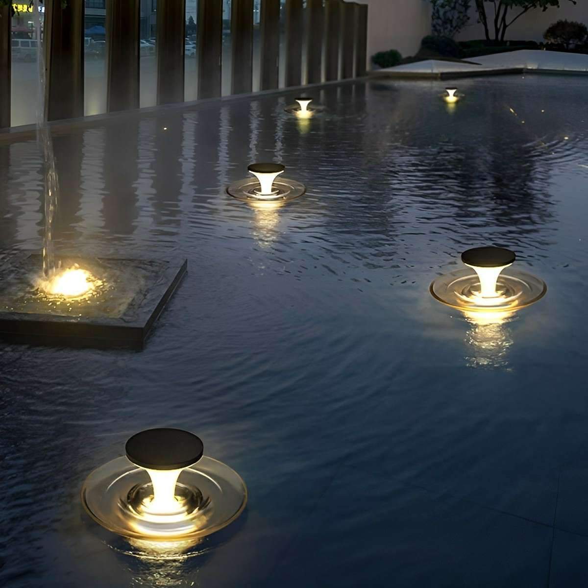 Modern Waterproof Solar Fountain LED Outdoor Post Lights Water Floating ...