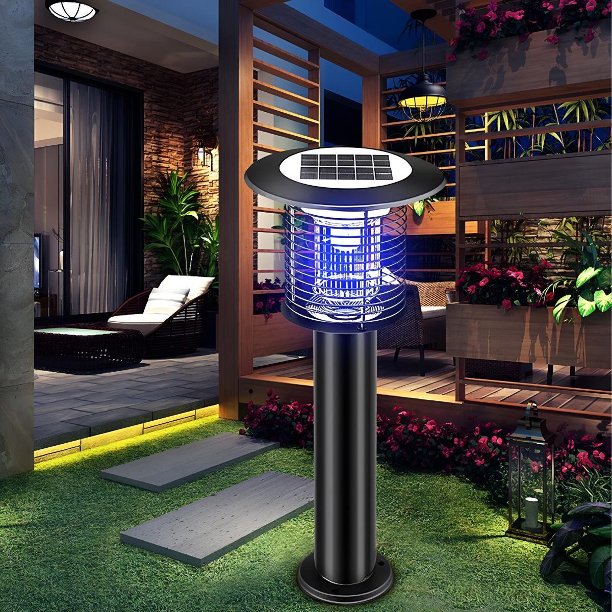 Solar Waterproof LED Outdoor Mosquito Bug Zapper Killer Lawn Pillar ...