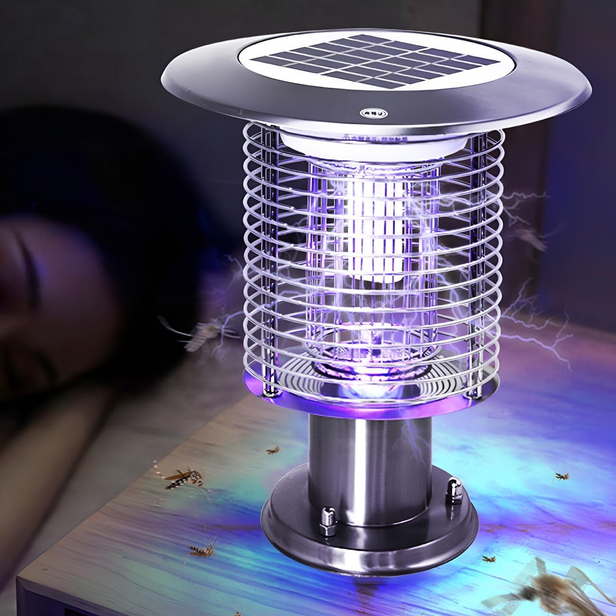 Solar Waterproof LED Outdoor UV Bug Zapper Post light – Flyachilles