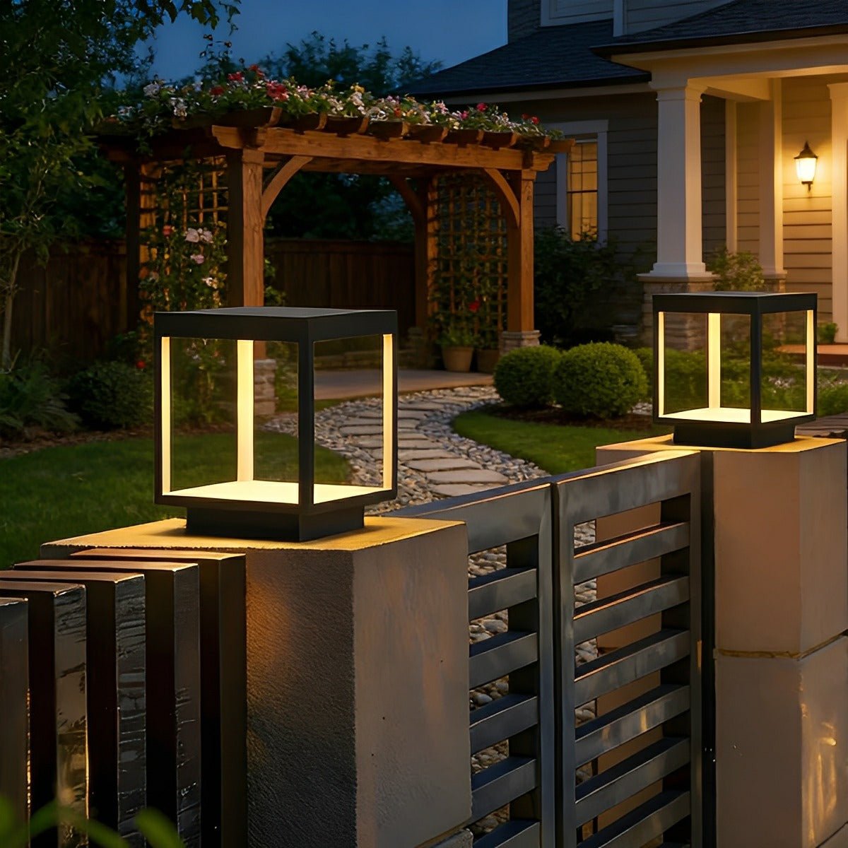 Modern Square Hollow Frame LED Post Cap & Pillar Lights – Waterproof ...