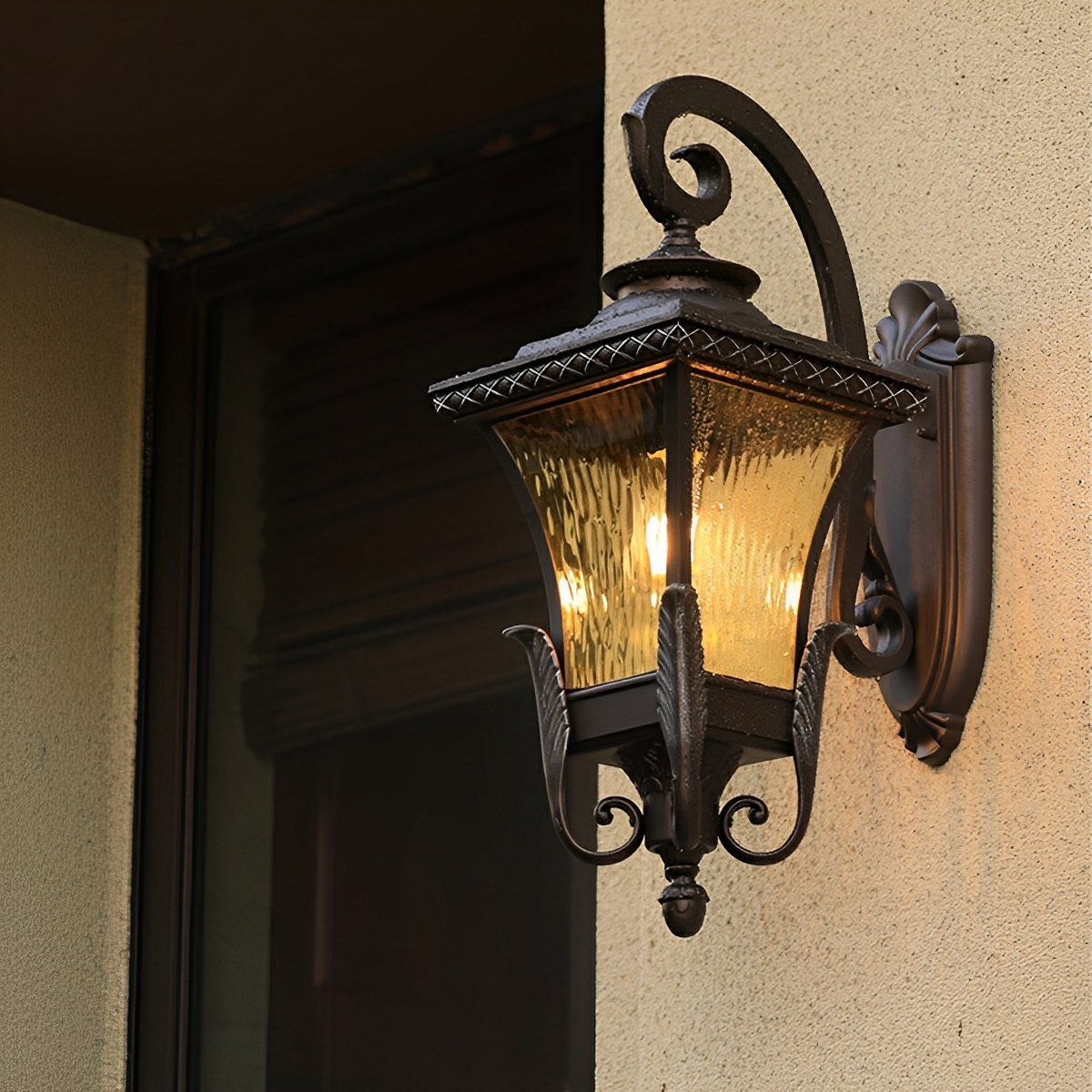Vintage Square Lantern Waterproof Outdoor LED Porch Light Exterior Wall ...