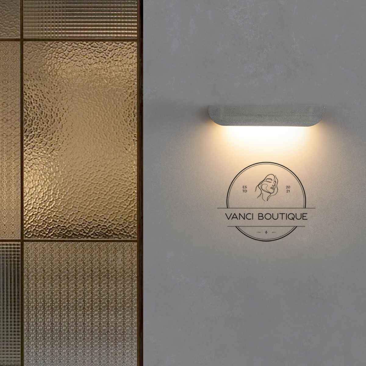 Waterproof Minimalist Outdoor Cement Curved Tiles LED Porch Light Wall ...